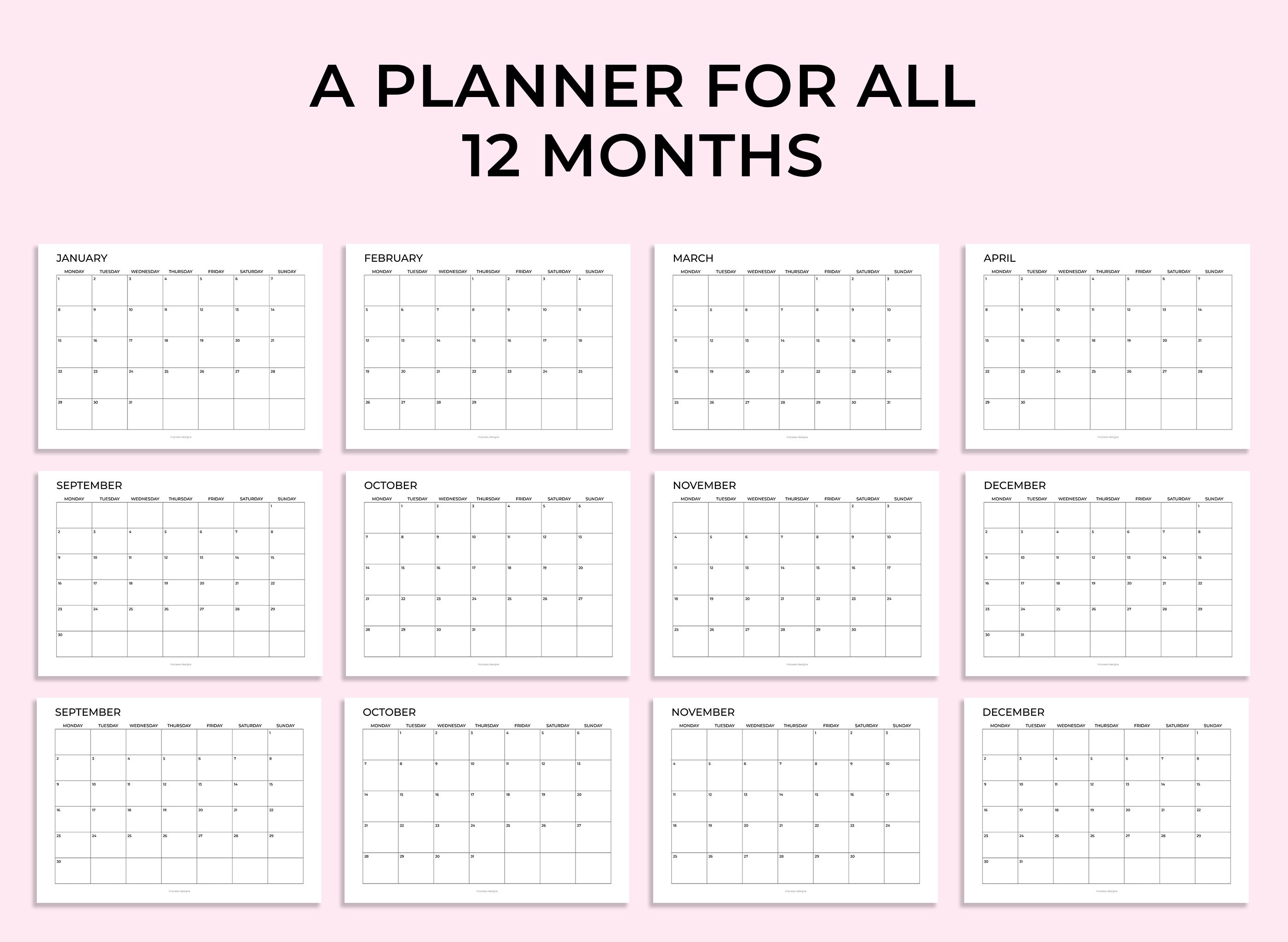 Minimalist 2024 Calendar, Digital Notepad Planner, Editable Planner ...