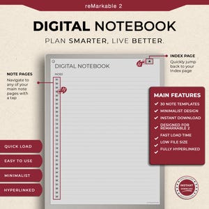 Remarkable Digital Notebook + Templates for Remarkable 2 | Note ...