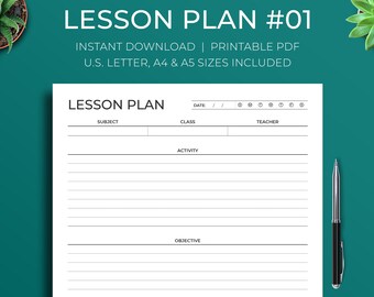 Printable Lesson Plan 02 A4 A5 Letter Minimalist | Etsy