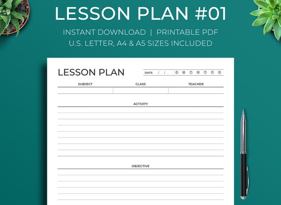 Printable Lesson Plan 01 A4 A5 Letter Minimalist | Etsy