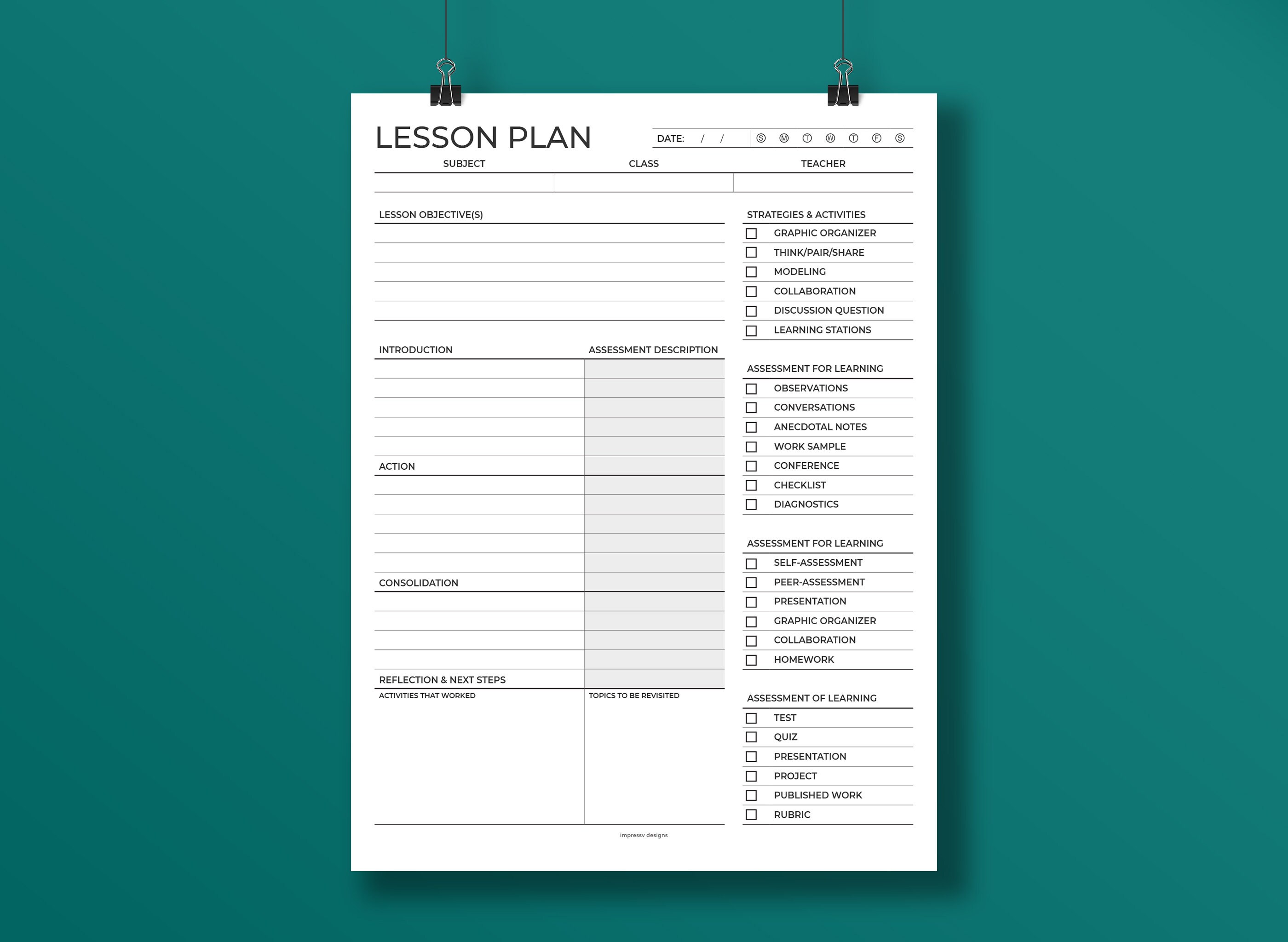 Printable Lesson Plan 02 A4, A5, Letter Minimalist Printable, Instant ...