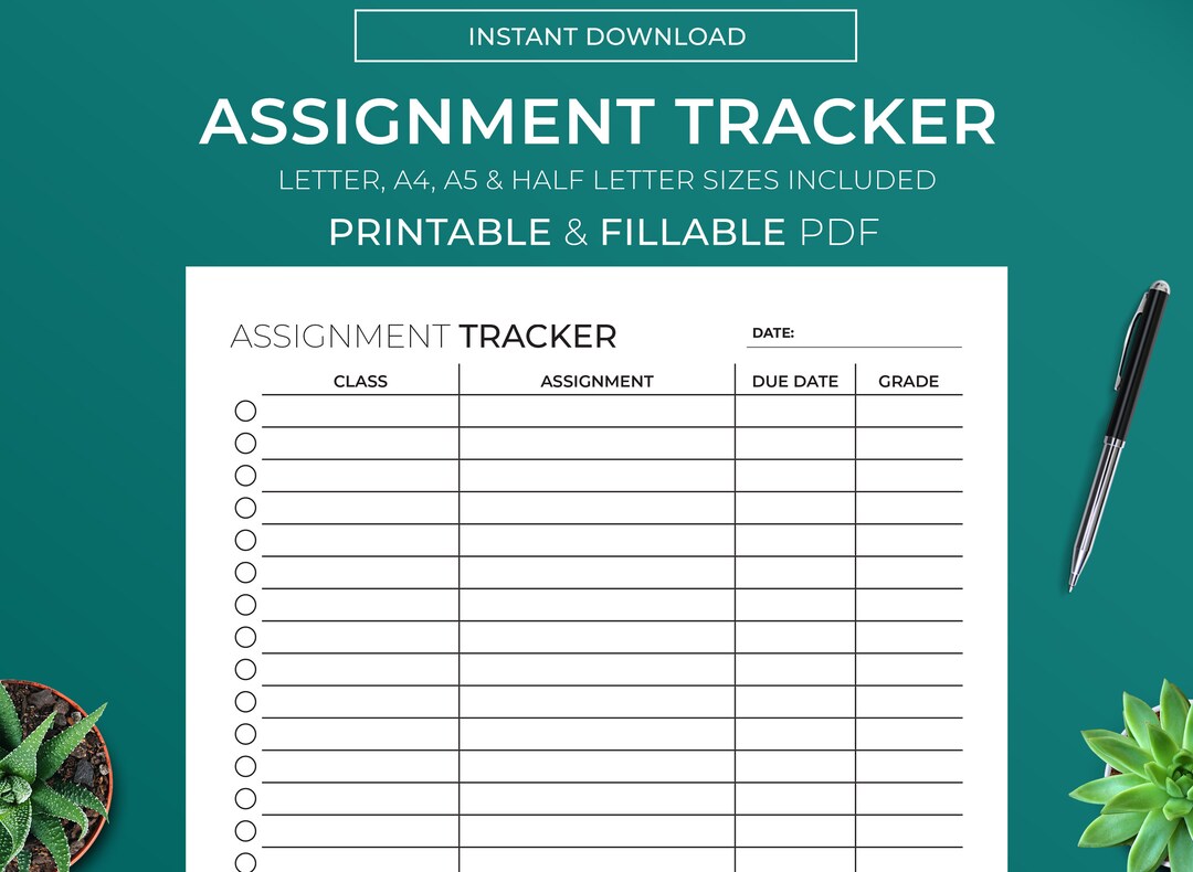 Assignment Tracker ⦁ Fillable & Printable ⦁ Assignment Planner for ...