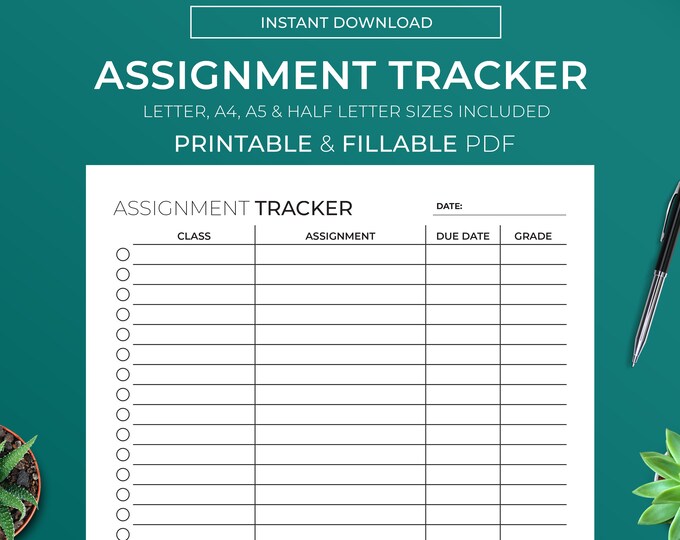 Assignment Tracker ⦁ Fillable & Printable ⦁ Assignment Planner for ...