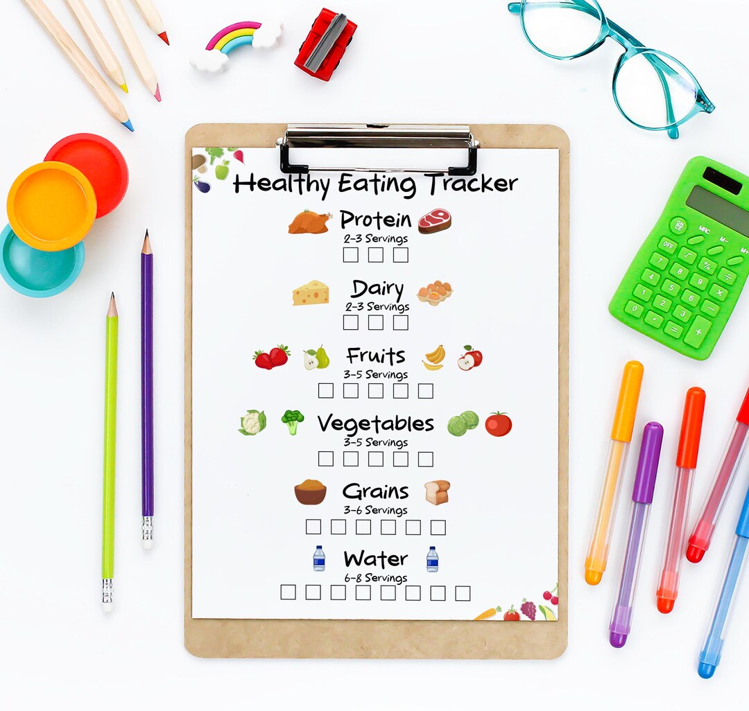 Kids Healthy Eating Tracker, Kids Food Chart, Healthy Eating Tracker ...