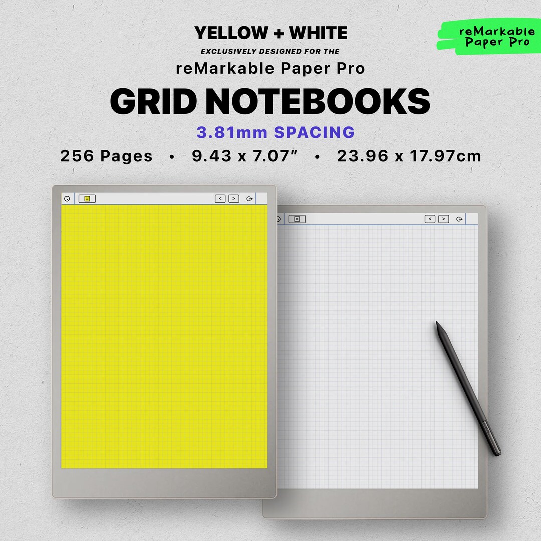Small Grid Notetaking Notebooks for Remarkable Paper Pro, Graph 3.81mm ...