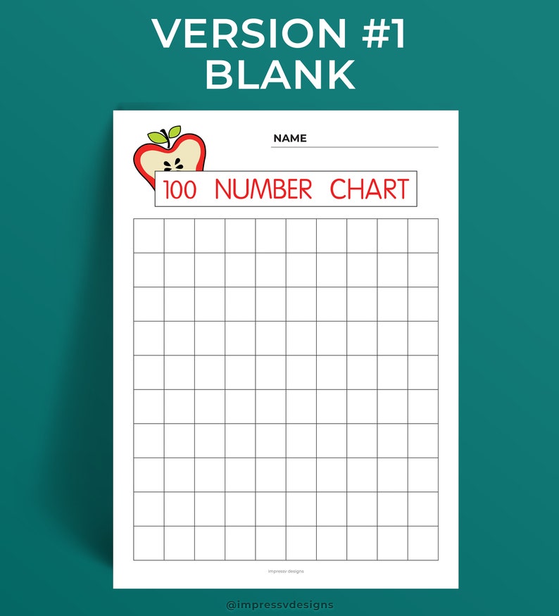 Printable 1 to 100 Number Chart Bundle ⦁ A4 & Letter Sizes ⦁ Blank ...