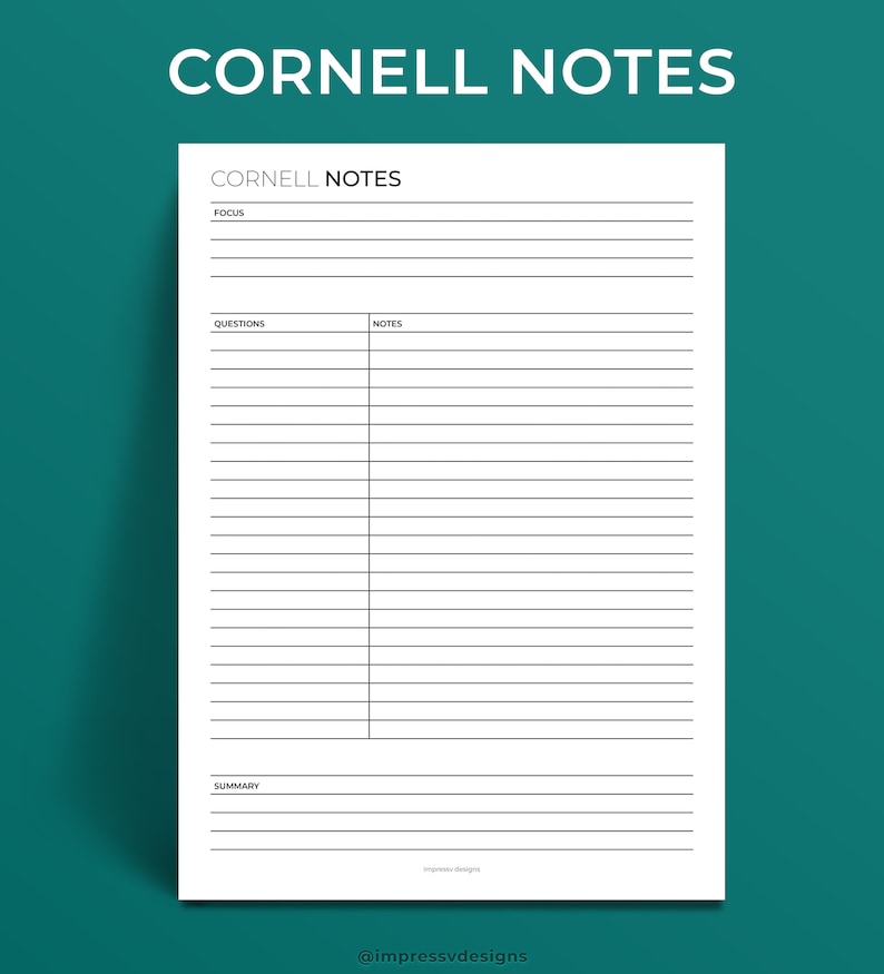 Editable & Printable Cornell Notes Template ⦁ Cornell Notes Method ...