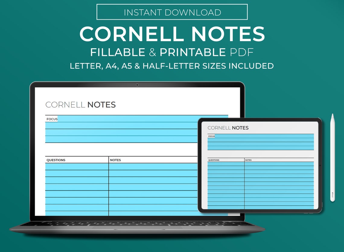 Editable & Printable Cornell Notes Template ⦁ Cornell Notes Method ...