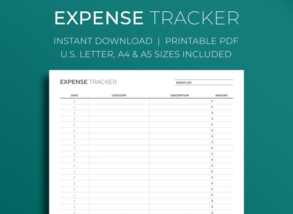 Expense Tracker Minimalist Printable Productivity PDF | Etsy