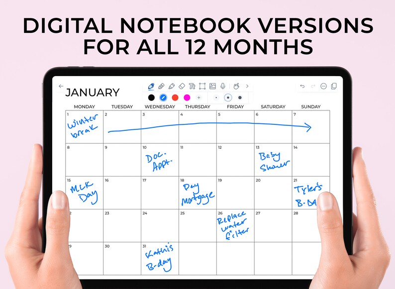 Minimalist 2024 Calendar, Digital Notepad Planner, Editable Planner ...