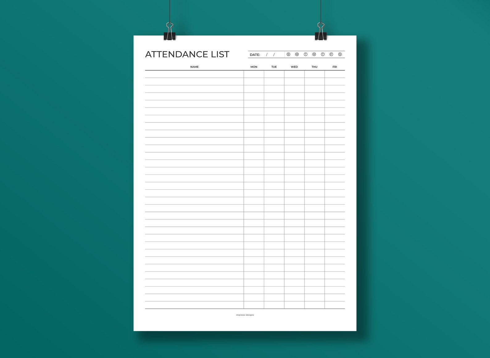 Printable Attendance List ⦁ A4, A5, Letter ⦁ Minimalist Printable ...