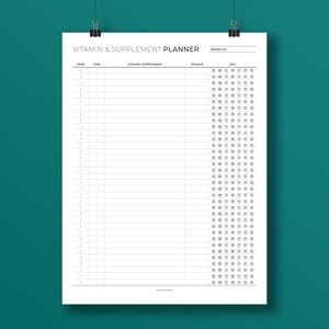 Vitamin and Supplement Planner ⦁ Vitamin Tracker ⦁ Minimalist Printable ...