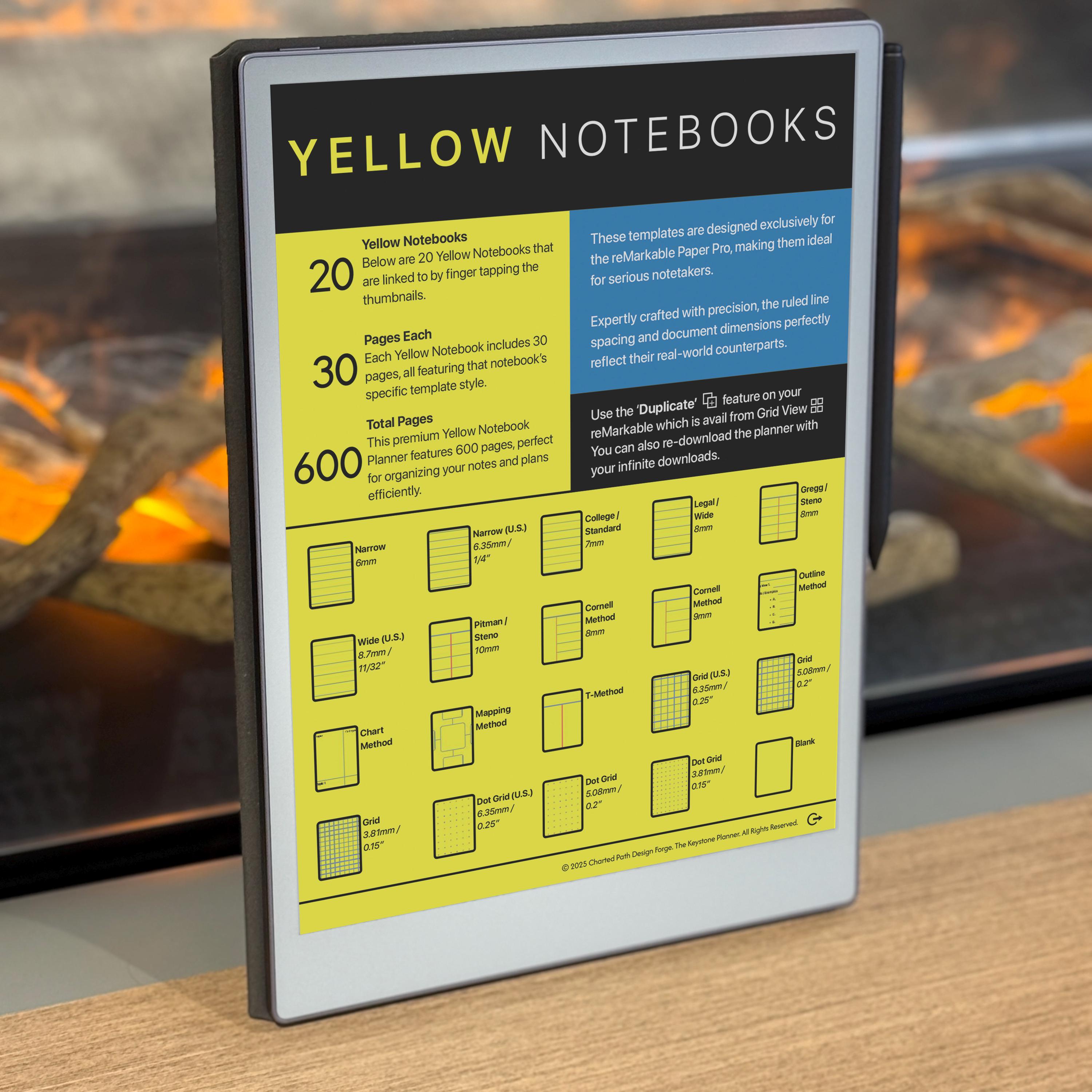Yellow Notepad Bundle for Remarkable Paper Pro - 20 Premium Notebooks ...
