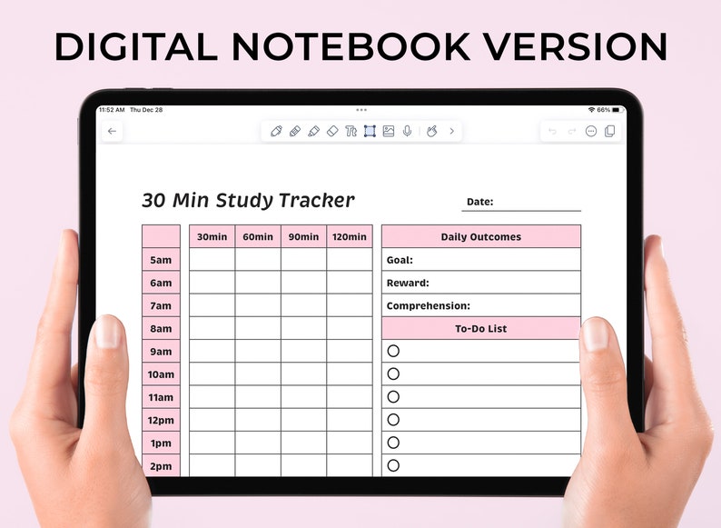 30 Min Study Tracker, Student Planner, Student Planner Printable, Desk ...