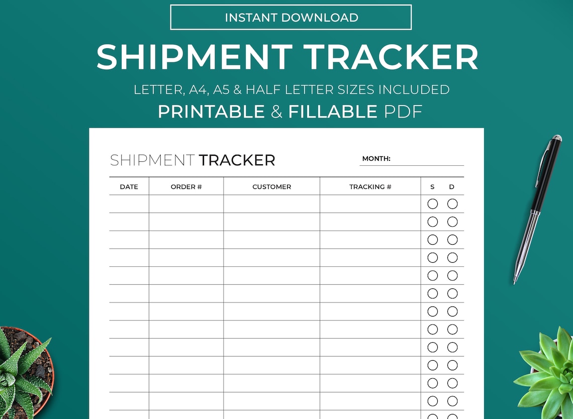 Shipment Tracker Fillable & Printable Shipment Planner Shipment Log ...