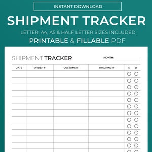 Shipment Tracker Fillable & Printable Shipment Planner Shipment Log ...