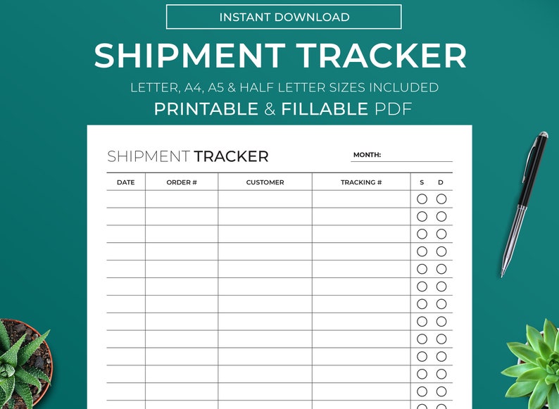Shipment Tracker ⦁ Fillable & Printable ⦁ Shipment Planner ⦁ Shipment ...