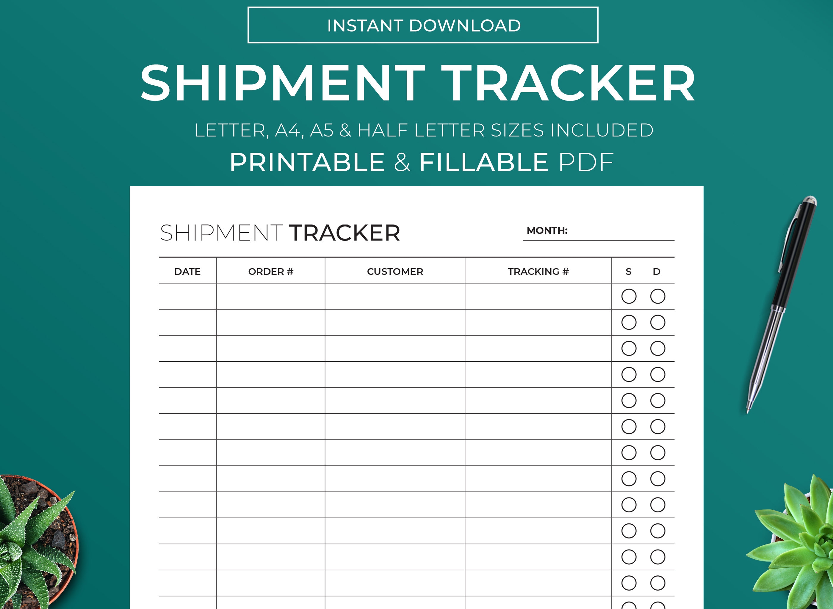 Shipment Tracker Fillable & Printable Shipment Planner Shipment Log ...