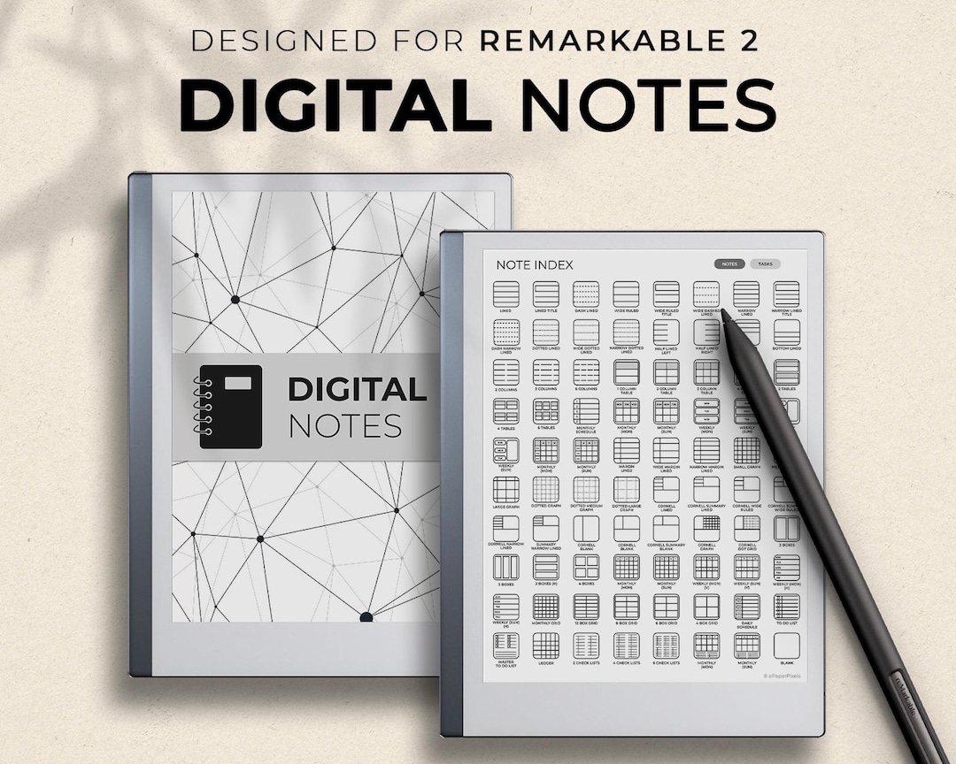 Digital Note Templates for Remarkable 2, 88 Custom Templates, Stylish ...