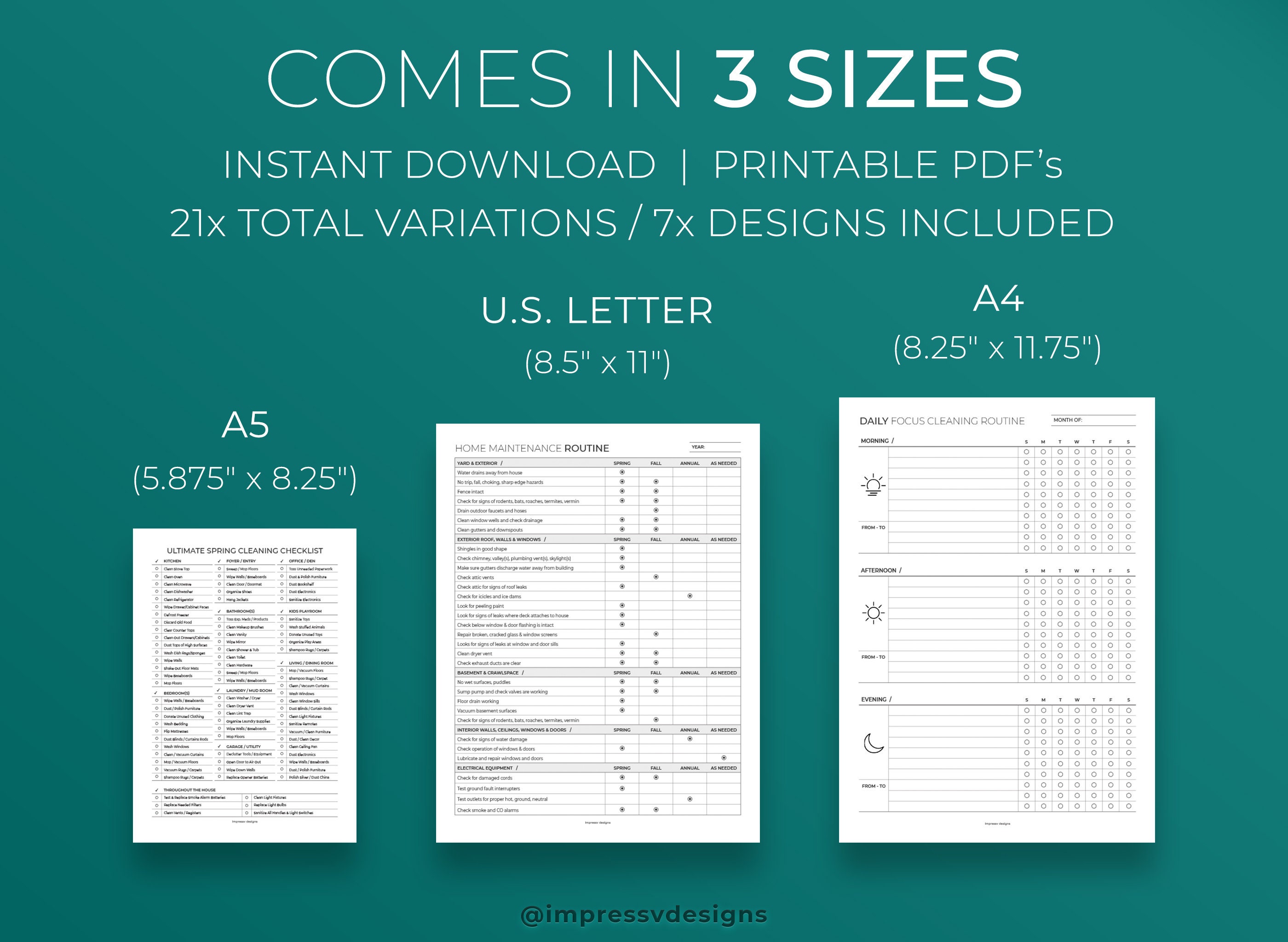 Household Printable PDF Planner Epic Cleaning Bundle 18 Designs, 54 ...