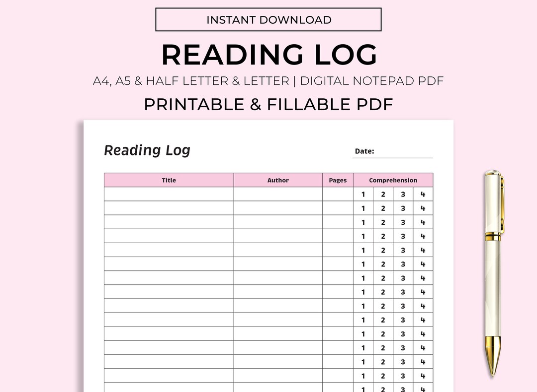 Reading Log List Tracker, Student Planner, Student Printable, Desk ...