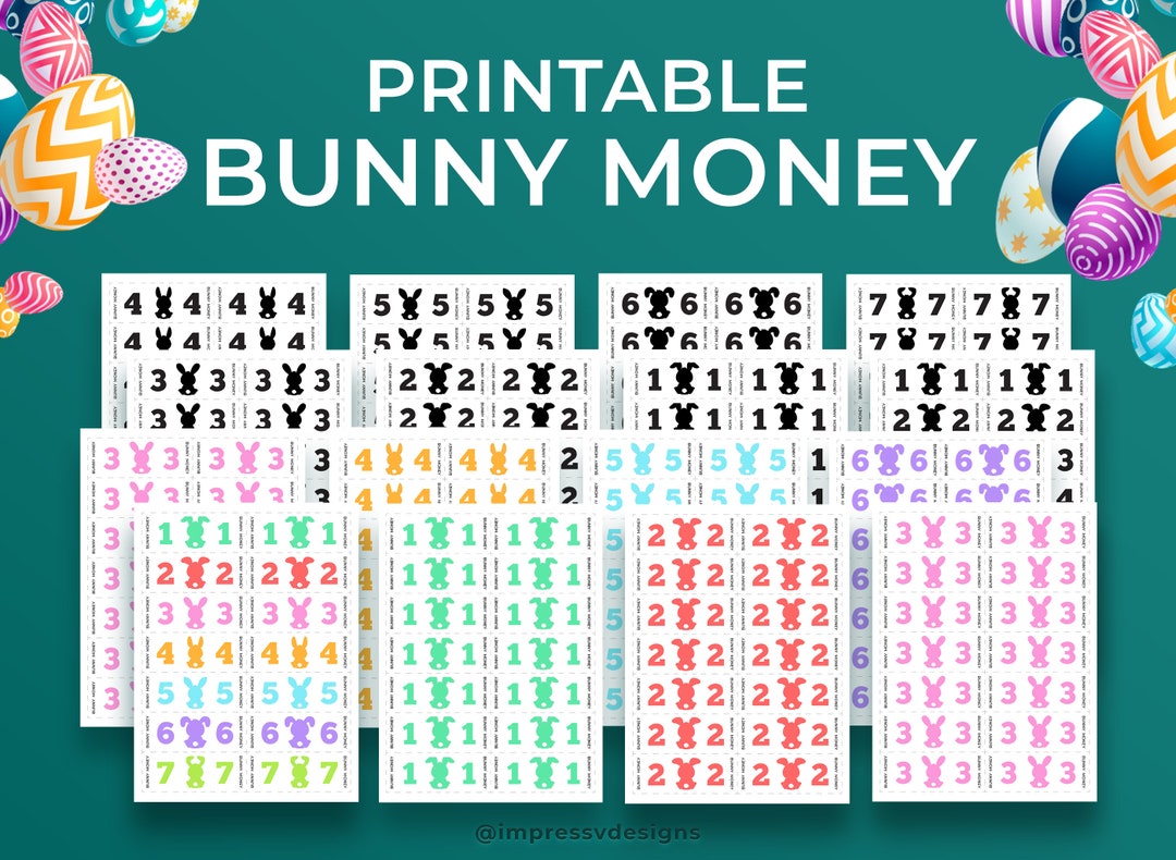 Printable Easter Bunny Money to Fill Your Easter Eggs ⦁ 16 Pages, 7 ...