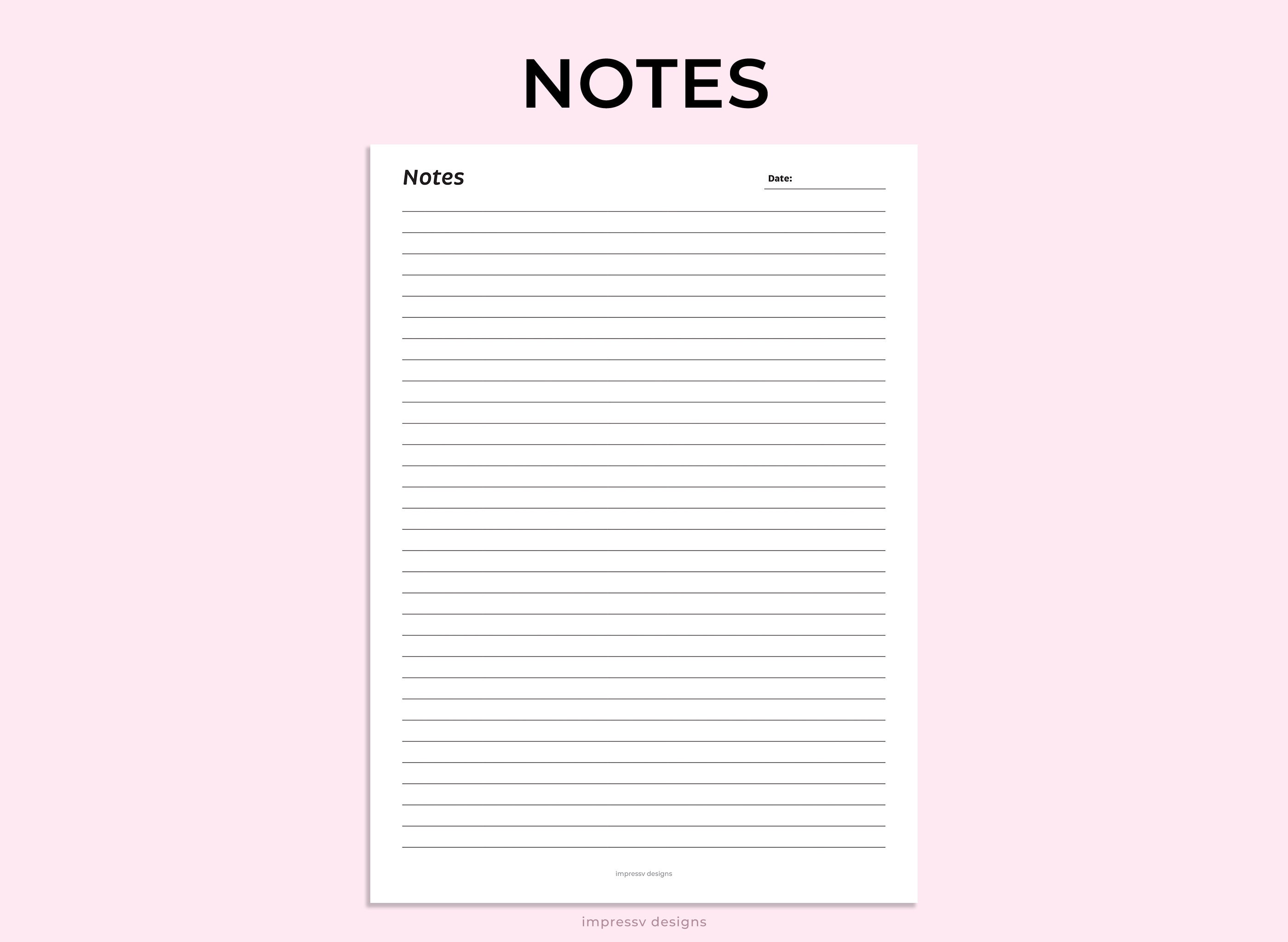 Minimal Notes Planner Template, Student Planner, Student Printable ...