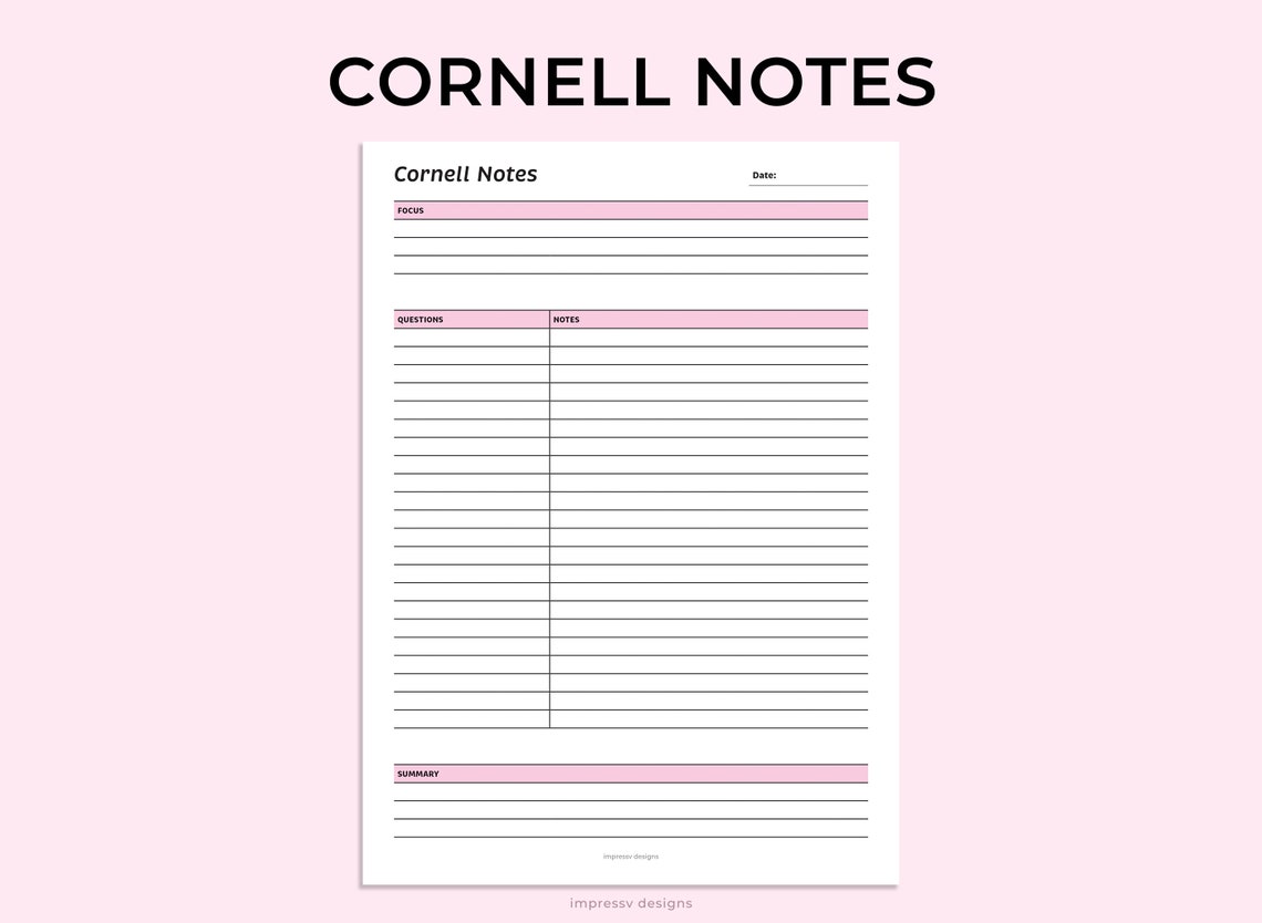Cornell Notes Planner Template, Student Planner, Student Printable ...