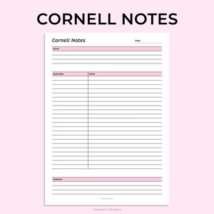 Cornell Notes Planner Template, Student Planner, Student Printable ...