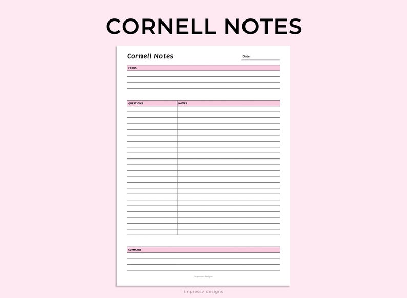 Cornell Notes Planner Template, Student Planner, Student Printable ...