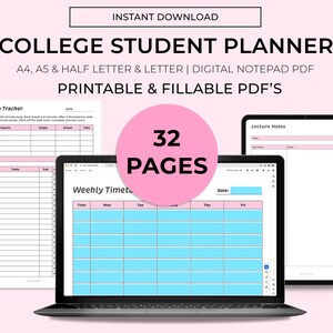 College Student Planner Bundle, Digital Notepad Bundle, Printable ...