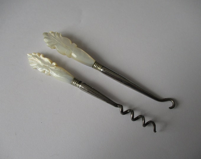 Antique Mother of Pearl Perfume Corkscrew and Button Hook - Etsy