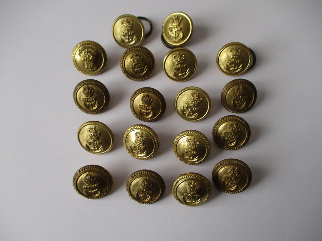 Royal Navy Buttons Kings or Queens Crown X 18 Vintage British Military ...