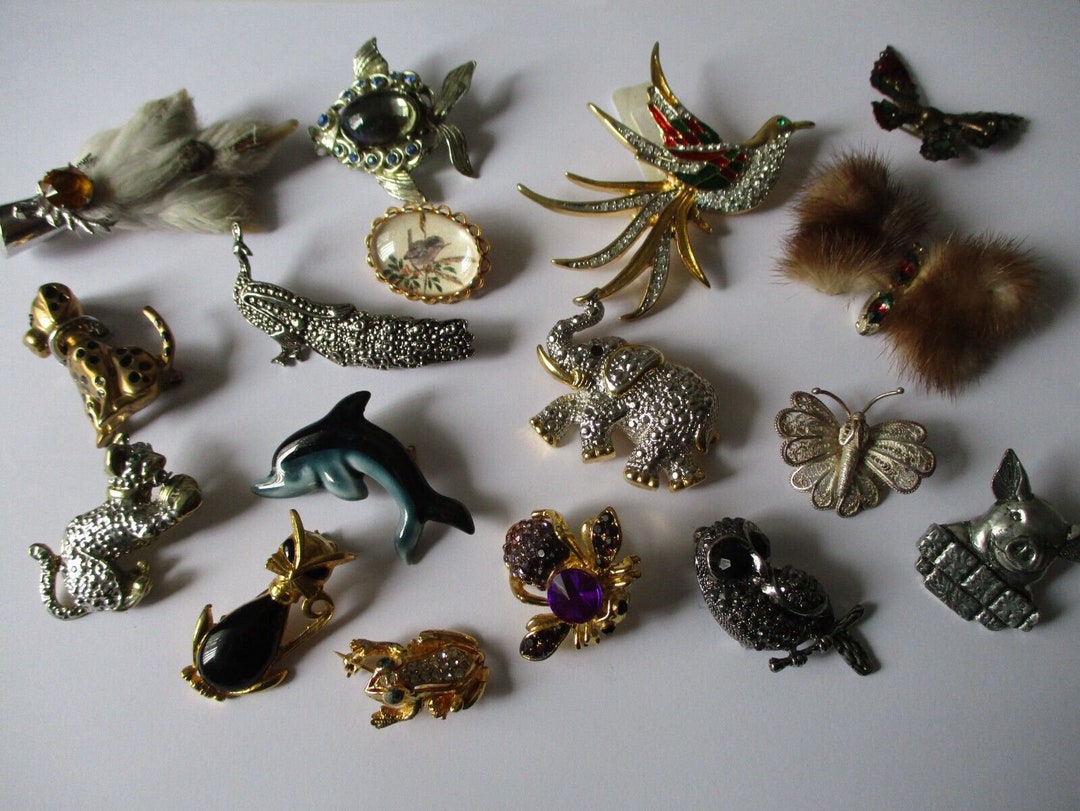 Animal Brooches X 15 Vintage and Modern Frog Birds Fish Dog - Etsy