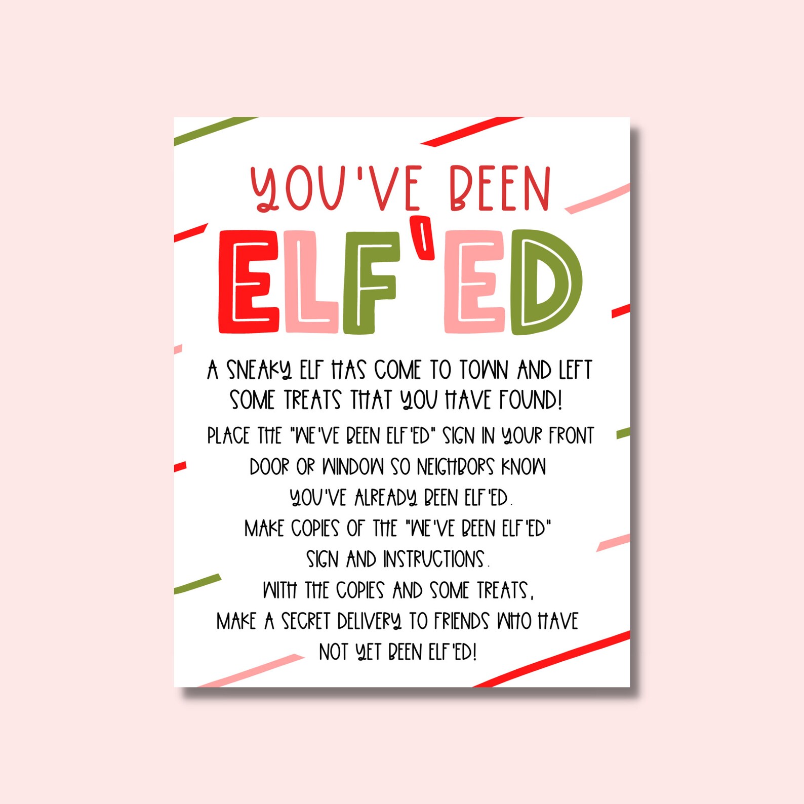 Printable You've Been Elf'ed Instructions | Etsy
