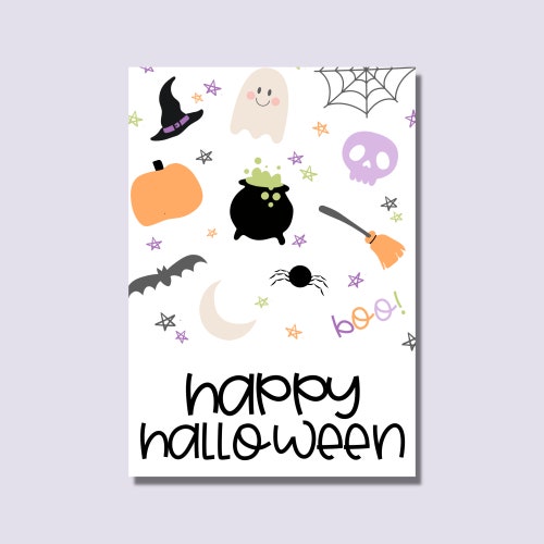 Printable Cookie Card Happy Halloween Pink Spiders 3.5 - Etsy