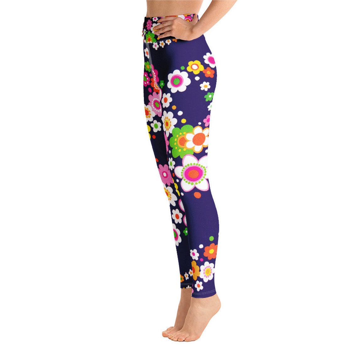 Women Yoga Leggings Retro Floral Printed Yoga Pants Flower Etsy