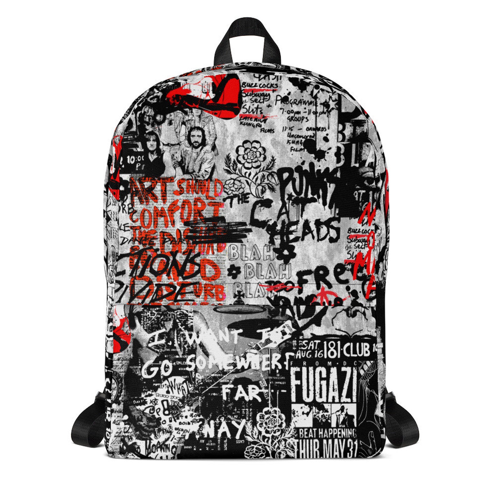 Backpack Punk rock print Rocker Graffiti art Guitar | Etsy