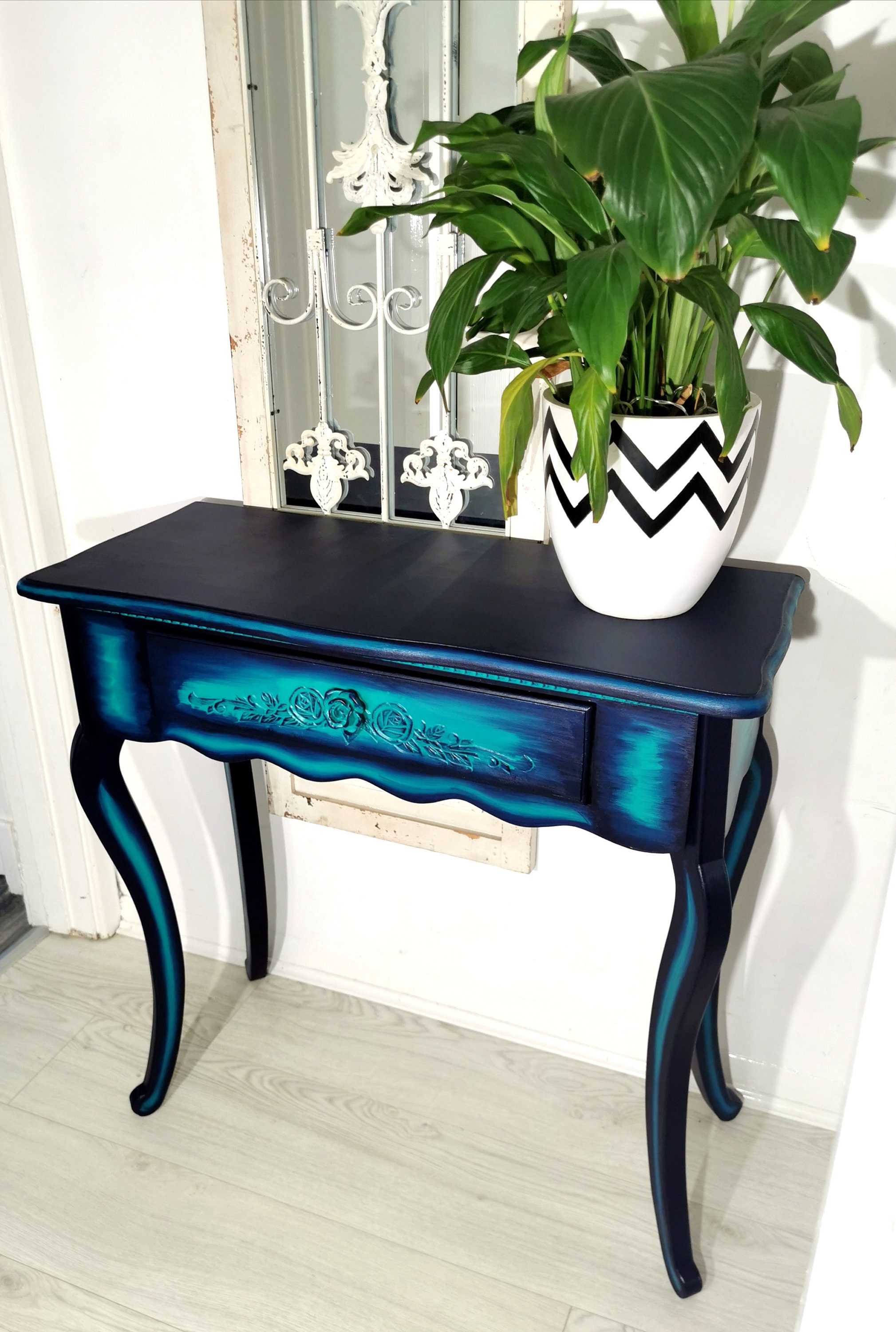 SOLD* Stunning Unique Upcycled 'ocean' Hall Table / Bespoke ...