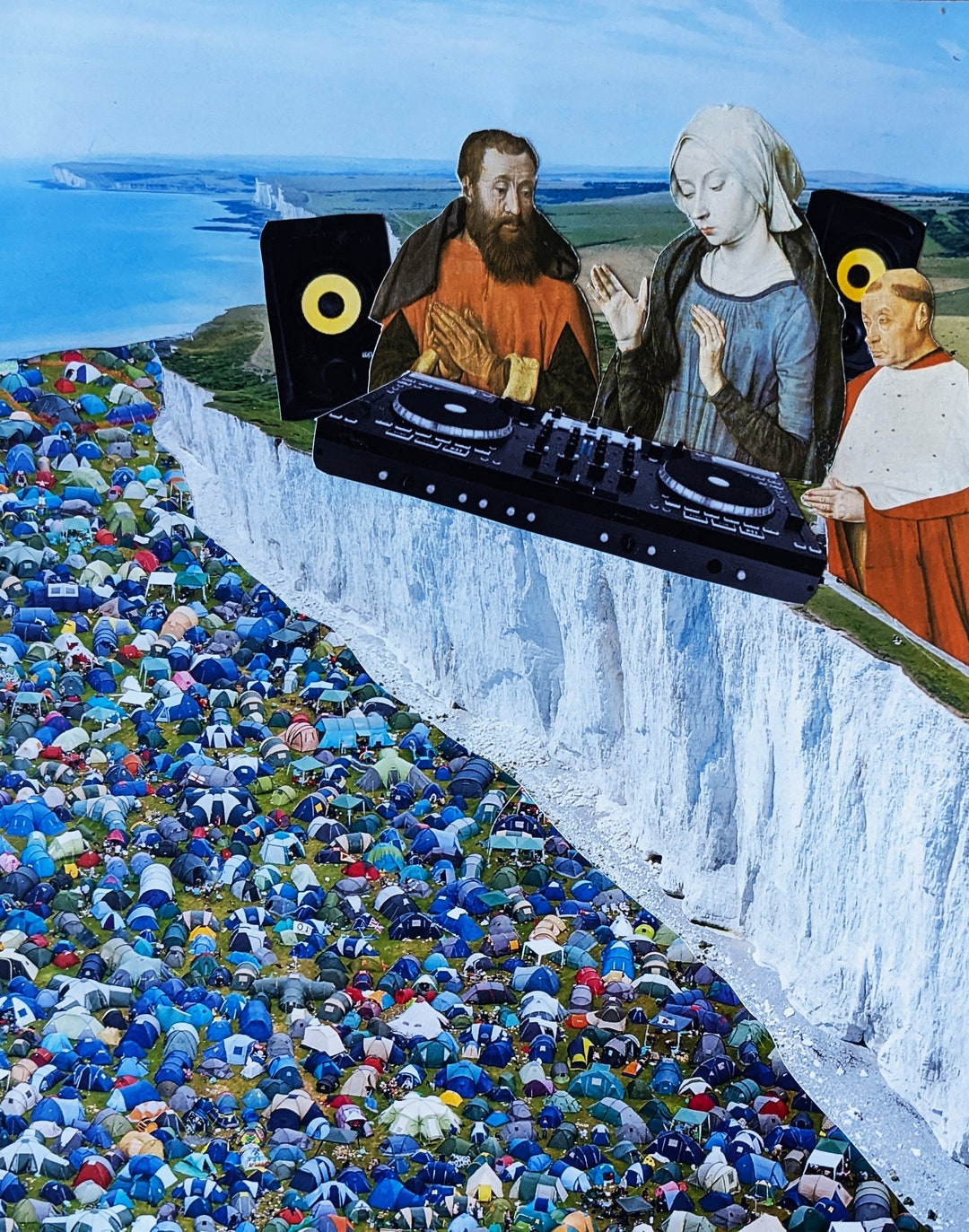 Renaissance Massive Collage Print, Abstract Wall Art Handmade Surreal ...