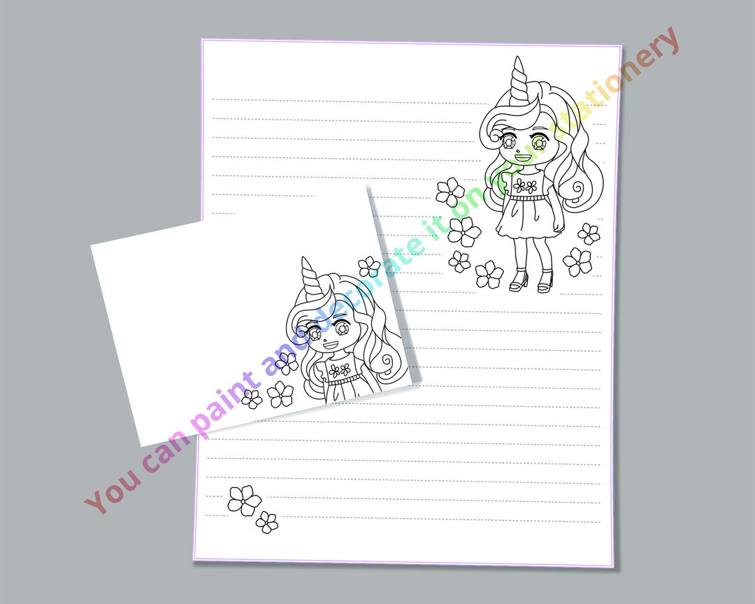 Coloring Printable Stationery Set, Writing Paper Printable, Stationery ...