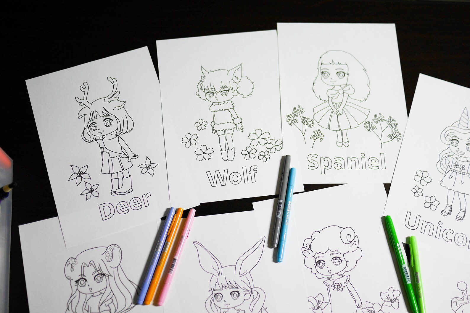 8 Animal Girls Coloring Pages for Kids, Draw Princess, Printable ...