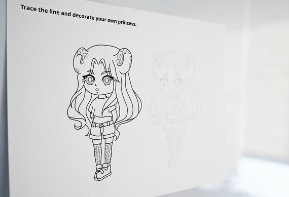 Draw your own princess Trace the line and decorate Coloring | Etsy