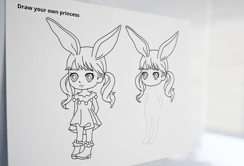 Draw Your Own Princess, Trace the Line and Decorate, Coloring Book Pdf ...