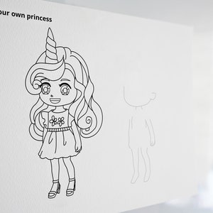 Draw Your Own Princess, Trace the Line and Decorate, Coloring Book Pdf ...