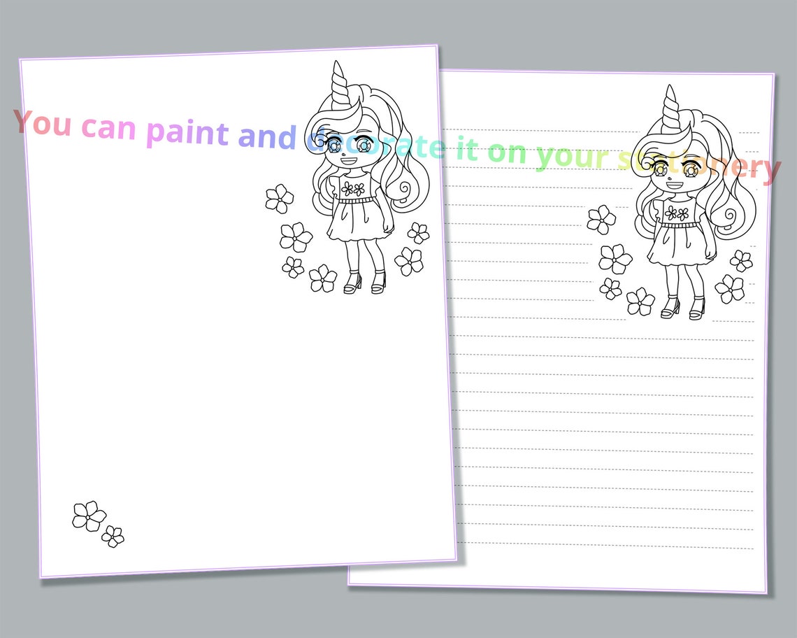 Coloring Printable Stationery Set, Writing Paper Printable, Stationery ...