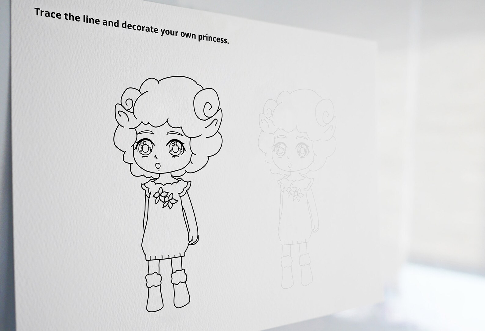 Draw Your Own Princess Trace the Line and Decorate Coloring - Etsy