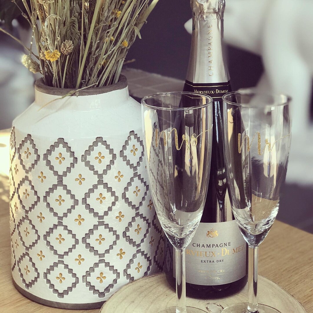 Personalized Wedding Champagne Glass Stickers - Etsy