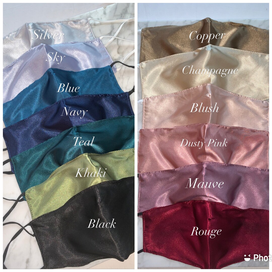 PACK OF 3 - Silk Satin Face Masks - Choose Your Colours / Adjustable ...