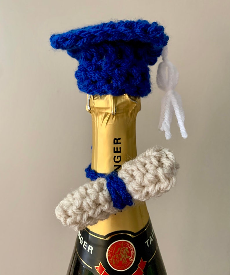 College Graduation Cap Crochet Graduation Cap Champagne and Wine Bottle ...